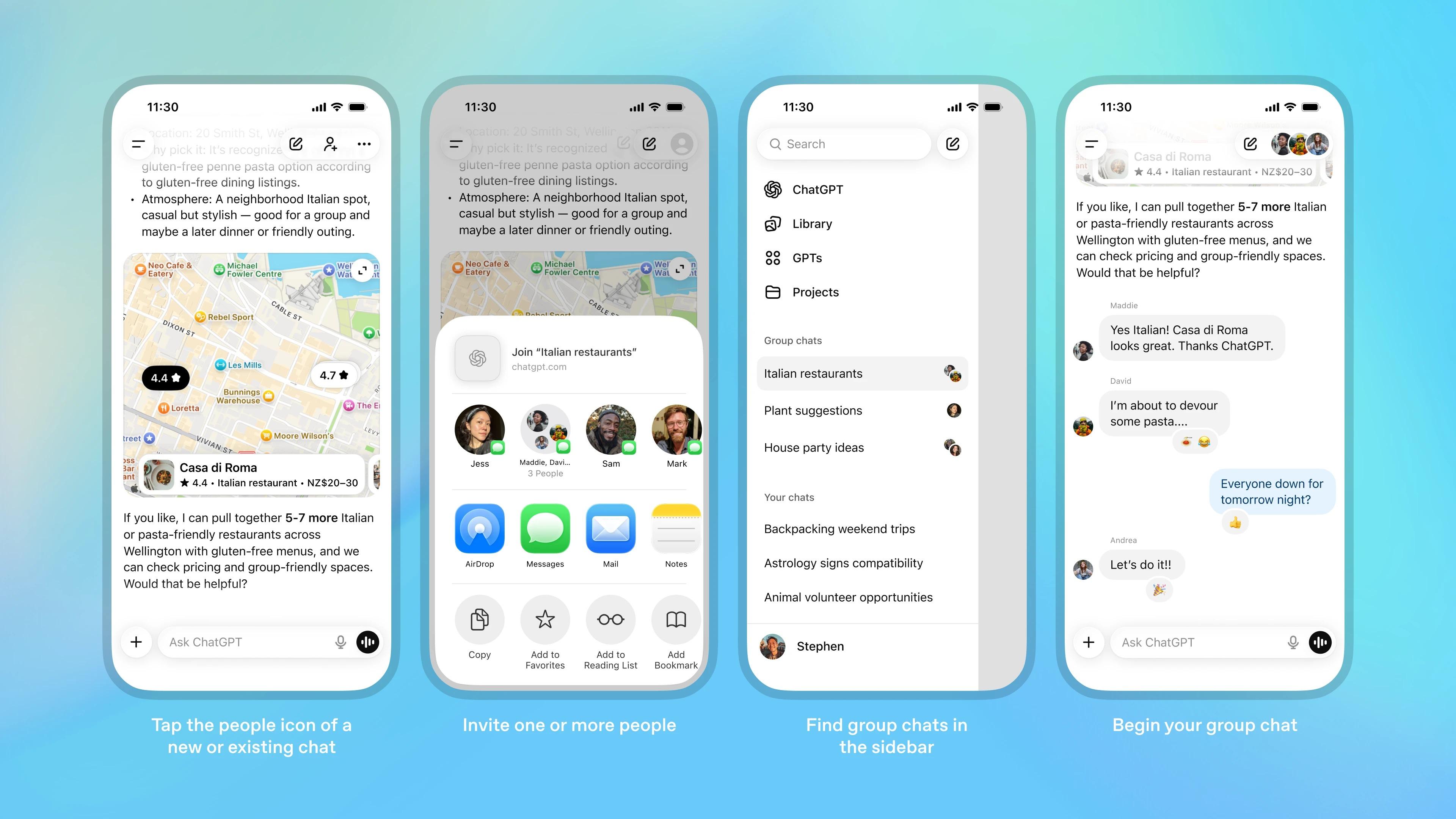 Le nuove chat di gruppo di ChatGPT sono disponibili anche in Italia